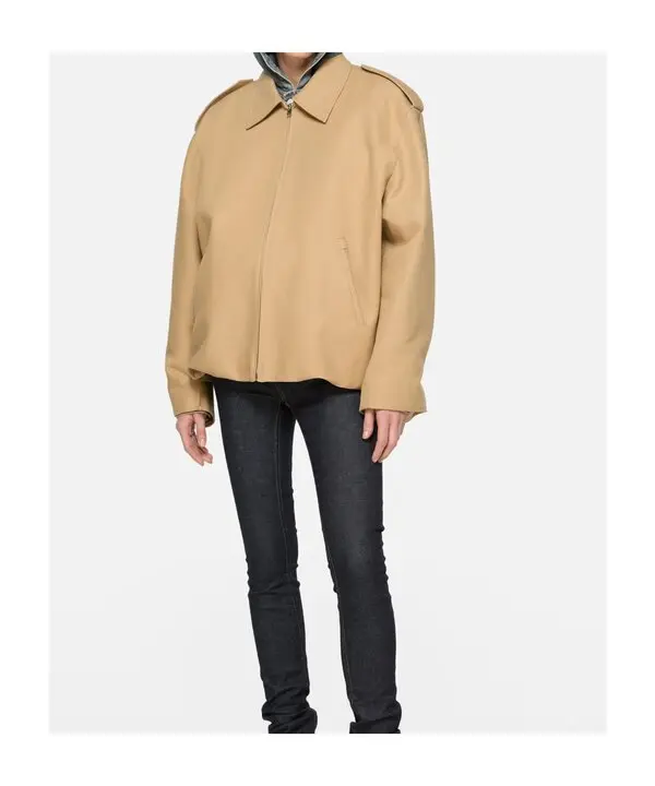 Acne Studios Zip-up Satin Jacket With Leather Logo Detail