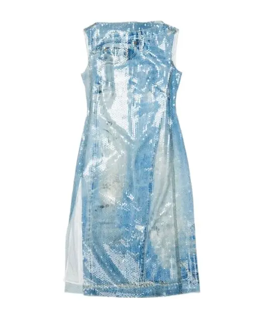 Acne Studios Printed Sequin Dress - Medium Blue