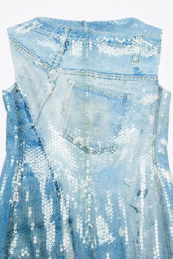 Acne Studios Sleeveless Sequined Denim Dress