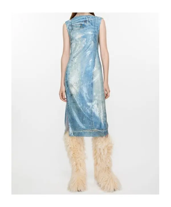 Acne Studios Sleeveless Sequined Denim Dress
