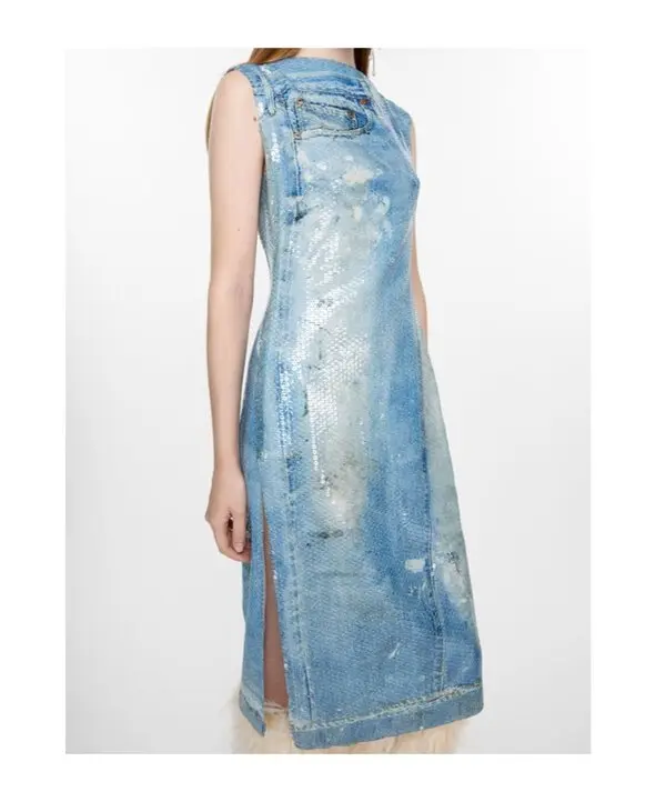 Acne Studios Sleeveless Sequined Denim Dress