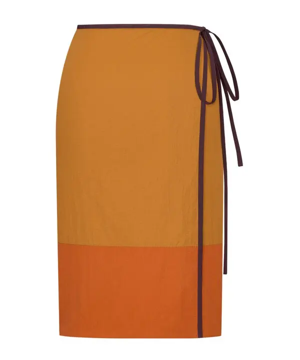 Saint Laurent Contrast Trim Wrap Skirt - Orange