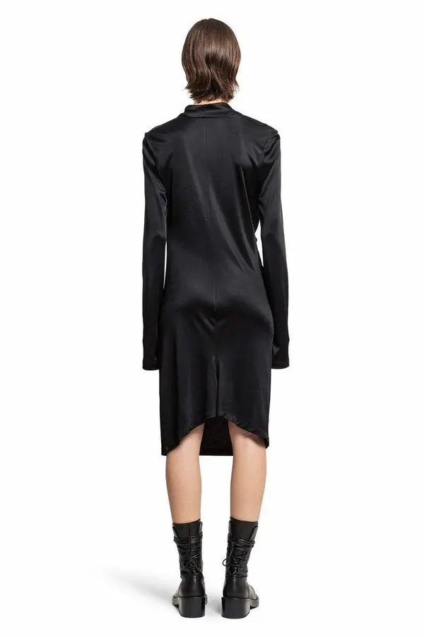 Helmut Lang Cowl Neck Long Sleeve Asymmetrical Hem Dress