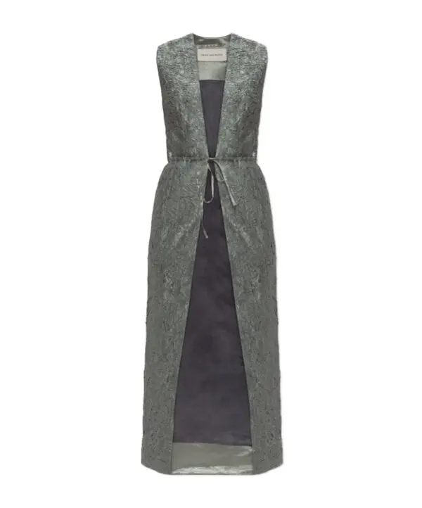 Dries Van Noten Sleeveless Long Coat With Lace-up Detailing