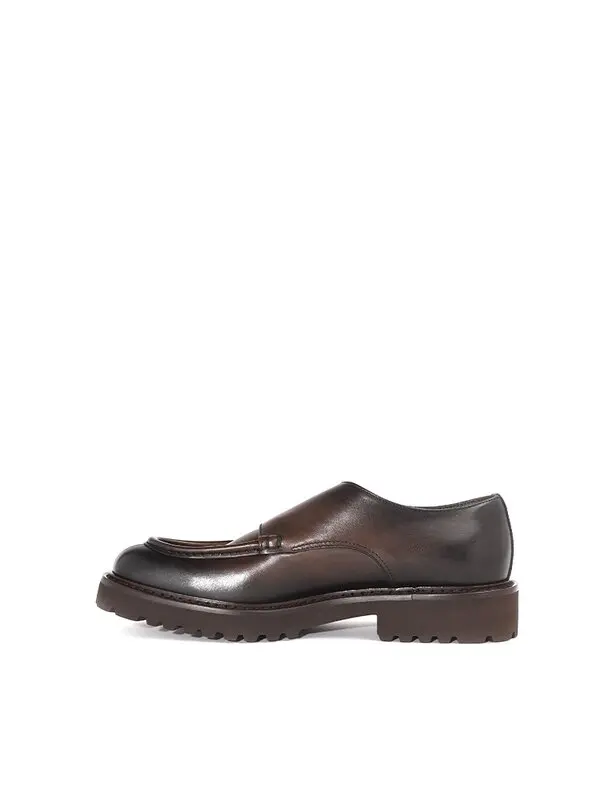 DOUCAL'S Double Buckle Almond Toe Casual Shoes - Black