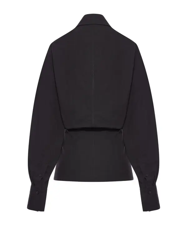 TOTEME Asymmetrical Wrap Blouse With Batwing Sleeves - Black