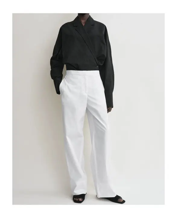 TOTEME Asymmetrical Wrap Blouse With Batwing Sleeves - Black