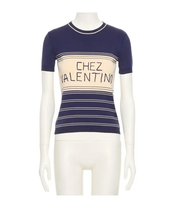 Valentino Garavani Striped Cotton Jumper - Provence Blue/birch