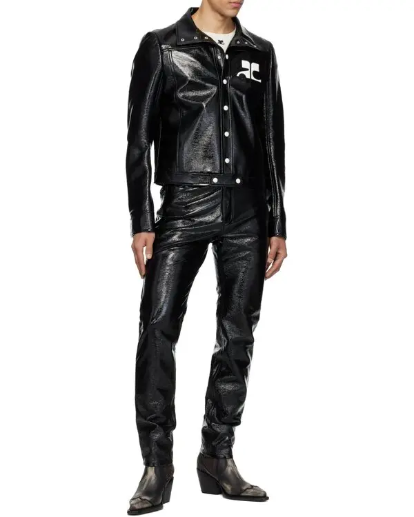 COURREGES Courrèges Straight-leg Vinyl Pants - Black