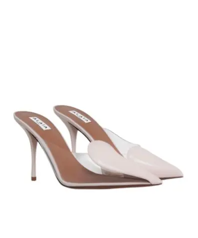 Alaïa Abstract Heart Mules In Patent Leather - Pink
