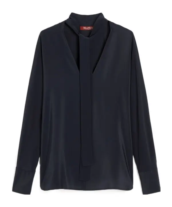 Max Mara Caco Silk Crepe De Chine Blouse - Navy