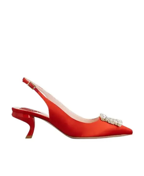 ROGER VIVIER Virgule Buckle Slingback Pumps - Red
