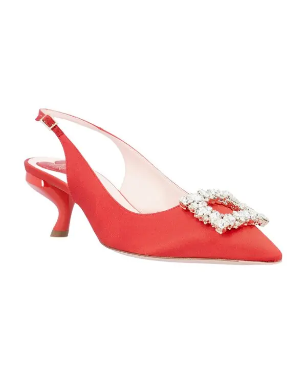 ROGER VIVIER Virgule Buckle Slingback Pumps - Red
