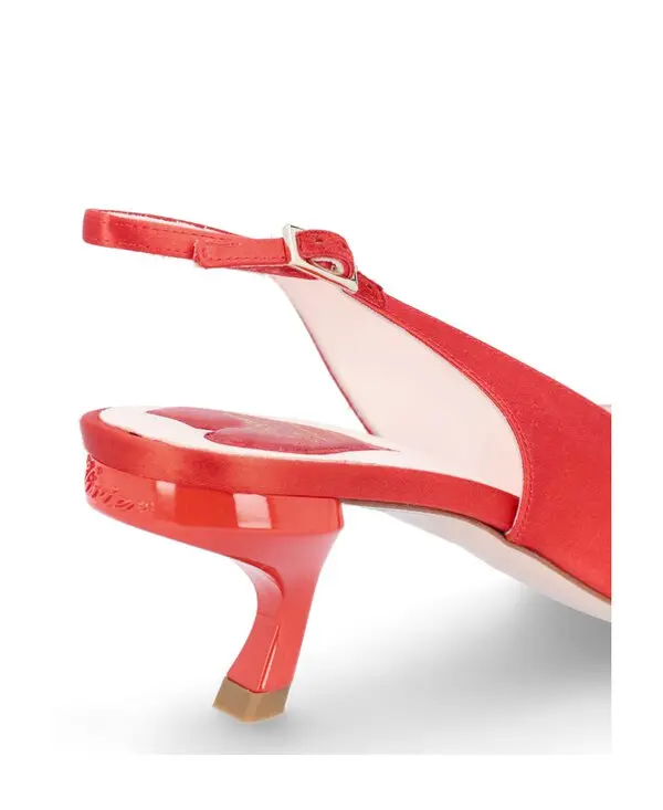 ROGER VIVIER Virgule Buckle Slingback Pumps - Red