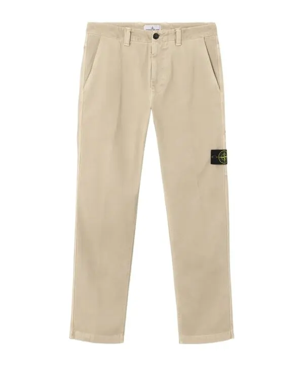 Stone Island Logo Patch Organic Cotton Panama Trousers - No