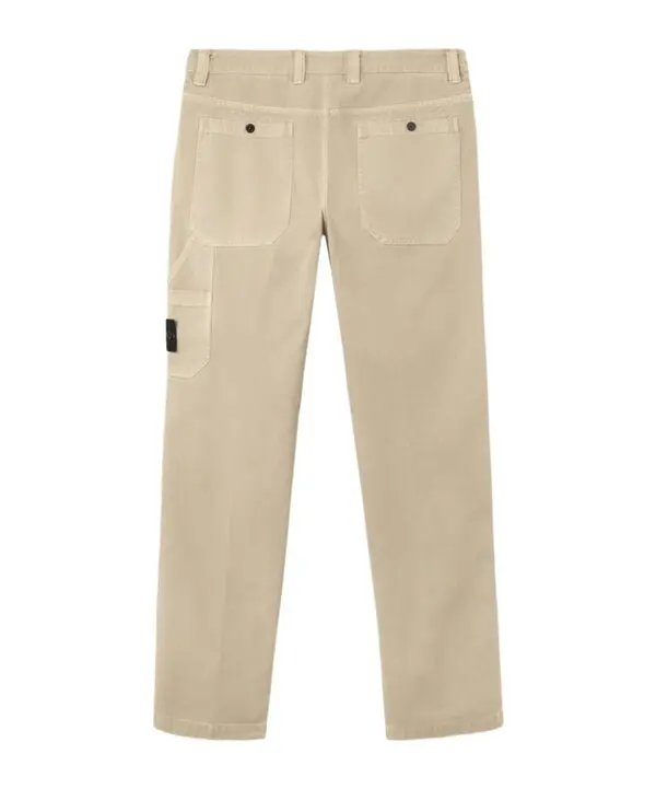Stone Island Logo Patch Organic Cotton Panama Trousers