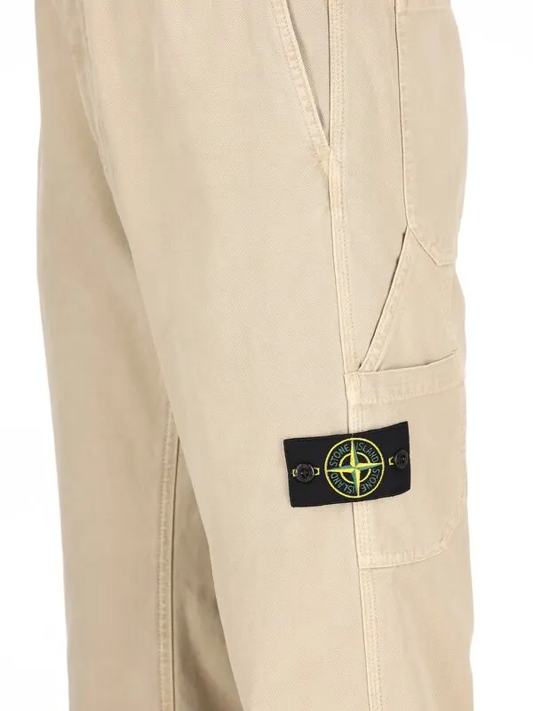Stone Island Logo Patch Organic Cotton Panama Trousers