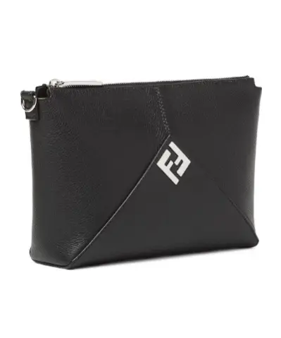 Fendi Lui Logo Plaque Zipped Clutch Bag