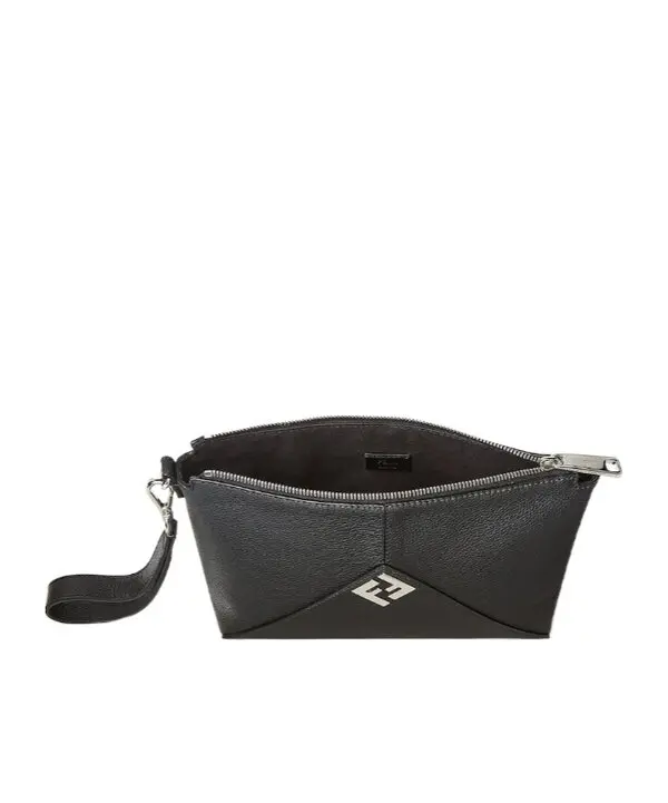 Fendi Lui Logo Plaque Zipped Clutch Bag