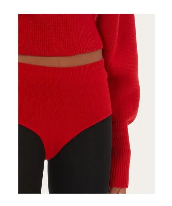 FERRAGAMO Ribbed Knit High-waisted Shorts