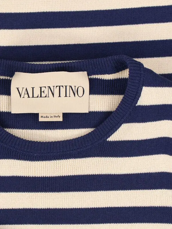 Valentino Garavani Striped Cotton Crewneck Jumper - Black