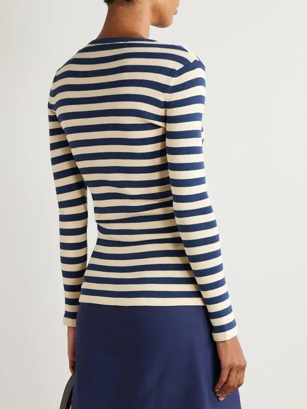 Valentino Garavani Striped Cotton Crewneck Jumper - Black