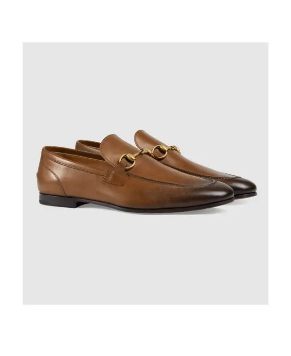 Gucci Jordaan Loafers With Horsebit Detail - Brown
