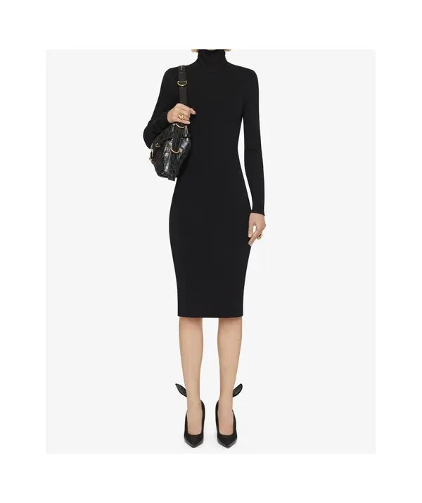 Givenchy High-neck Long-sleeve Midi Dress