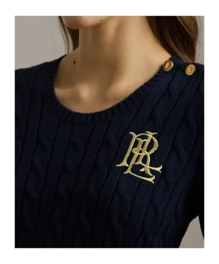 Ralph Lauren Long Sleeve Knit Top With Button Detail - Black