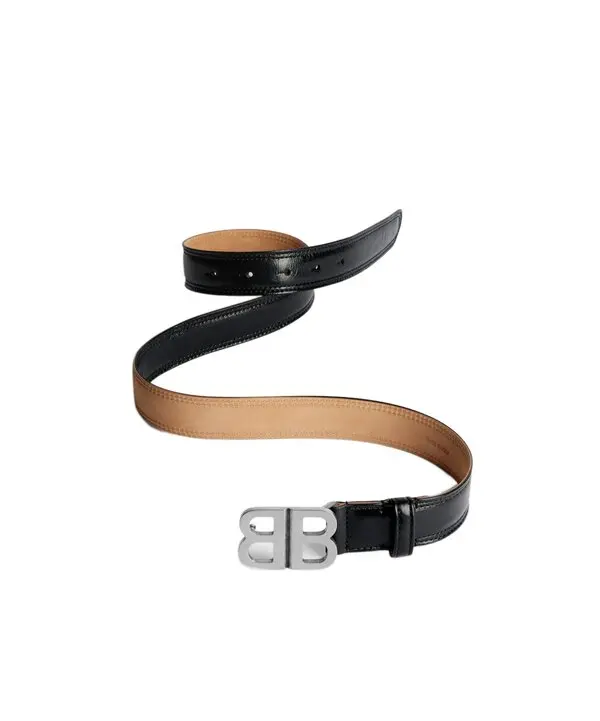 Balenciaga Logo Plaque Belt - Black