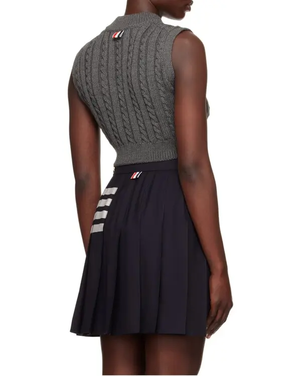 Thom Browne V-neck Cable Knit Cropped Vest