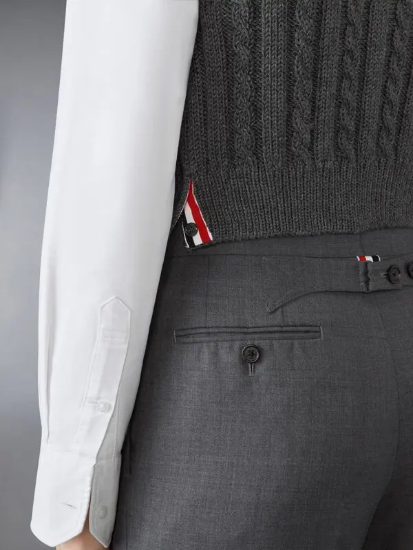 Thom Browne V-neck Cable Knit Cropped Vest