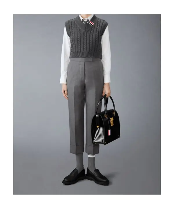 Thom Browne V-neck Cable Knit Cropped Vest