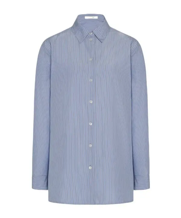 THE ROW Sisilia Striped Long-sleeve Shirt - Light Lavender Purple/brown