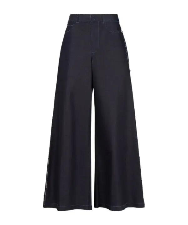 Marni Stretch Denim Trompe L'oeil Wide Leg Trousers