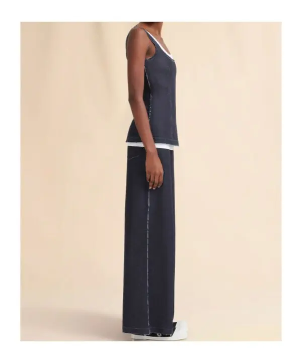 Marni Stretch Denim Trompe L'oeil Wide Leg Trousers