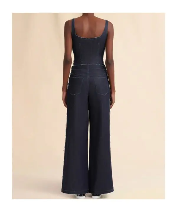 Marni Stretch Denim Trompe L'oeil Wide Leg Trousers