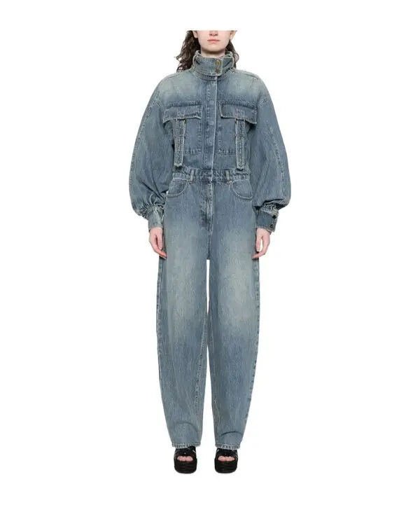 Zimmermann Illustration Long-sleeved Denim Jumpsuit
