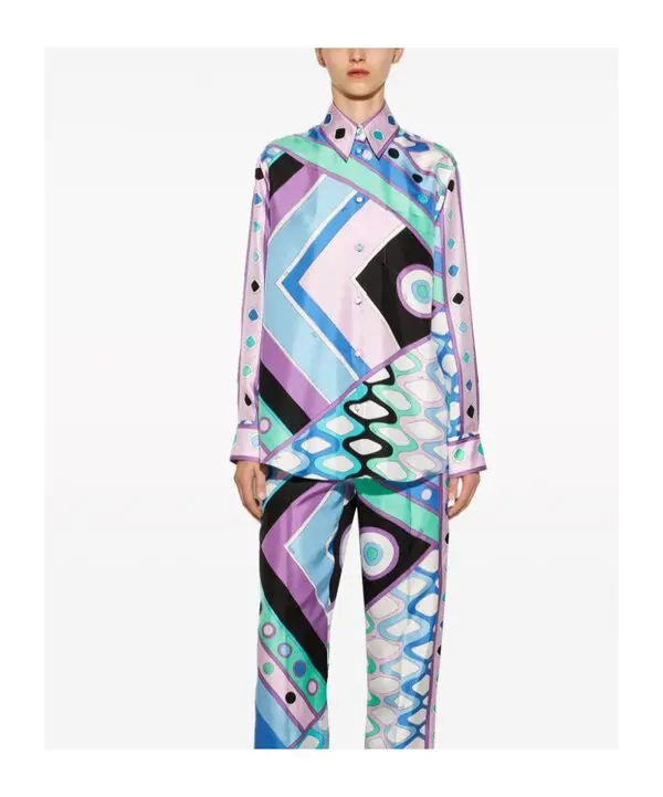 Emilio Pucci Geometric Print Long Sleeve Shirt - Multicolor
