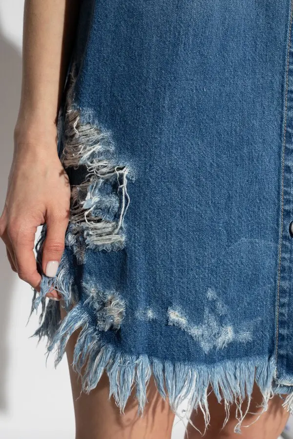 Stella McCartney Ripped-hem Buttoned Denim Shirt Dress