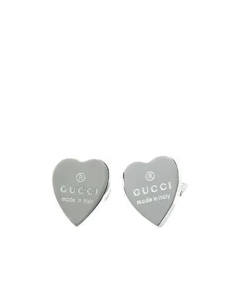 Gucci Heart Shaped Stud Earrings - Gray
