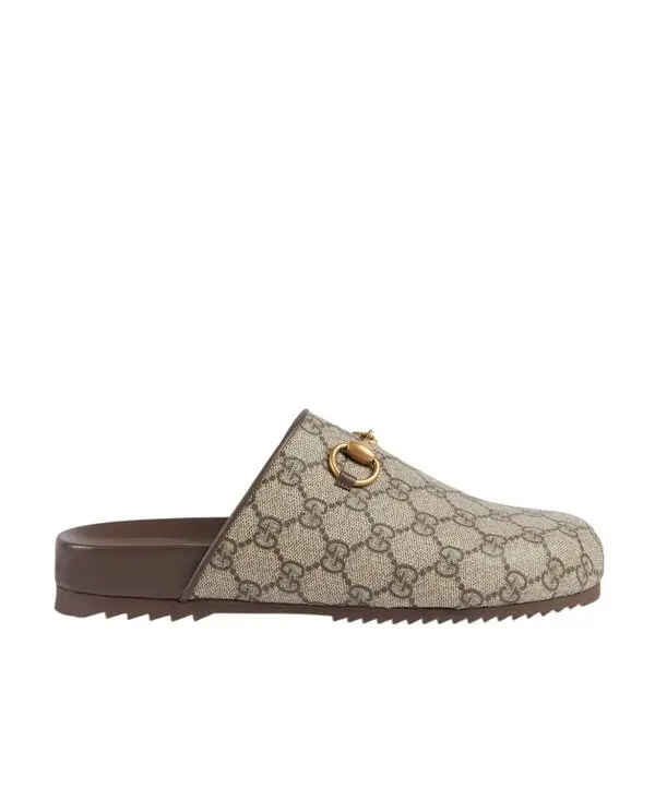 Gucci Monogrammed Gancini Plaque Slides - Nude