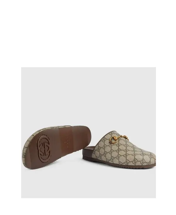 Gucci Monogrammed Gancini Plaque Slides - Nude