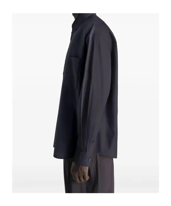 LEMAIRE Long-sleeved Curved Hem Regular Shirt - Black