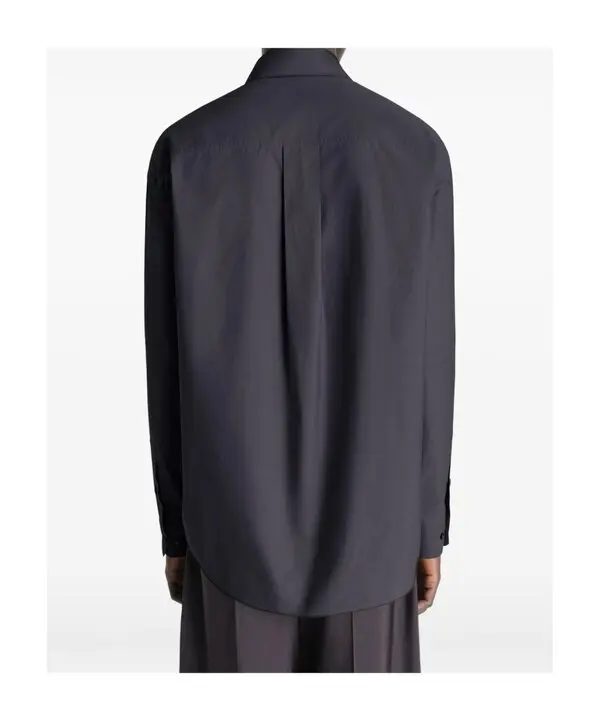 LEMAIRE Long-sleeved Curved Hem Regular Shirt - Black