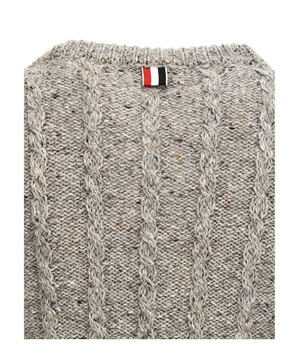 Thom Browne 4-bar Crewneck Knitted Jumper - Light Gray