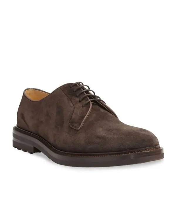 Brunello Cucinelli Suede Derby Shoes - Brown