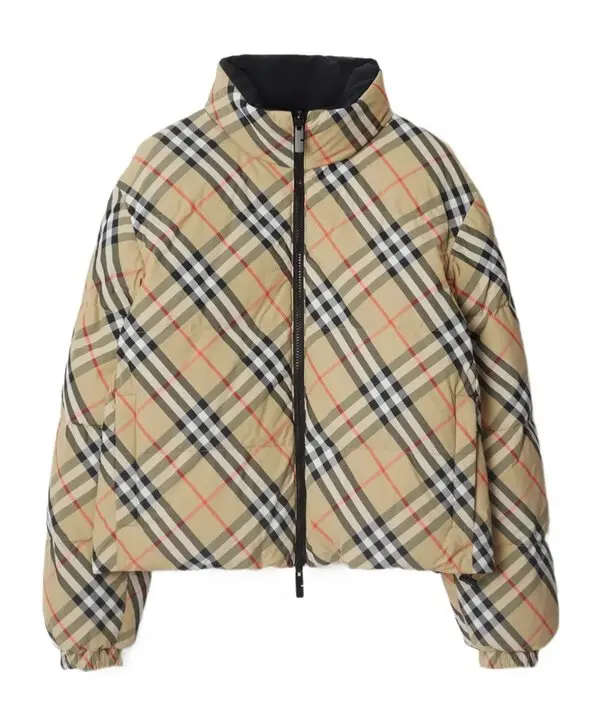 Burberry Reversible Checked Zipped Puffer Jacket - Sand-colored