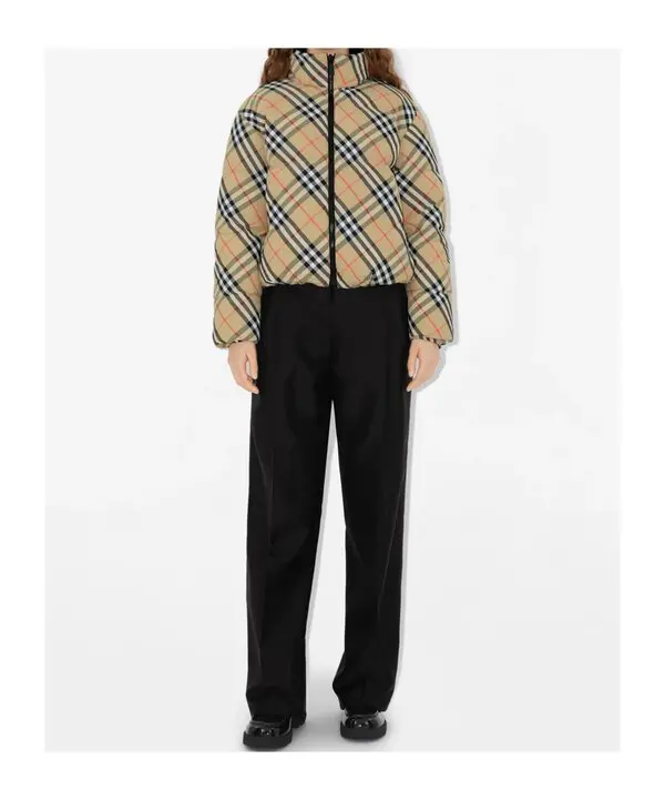 Burberry Reversible Checked Zipped Puffer Jacket - Sand-colored