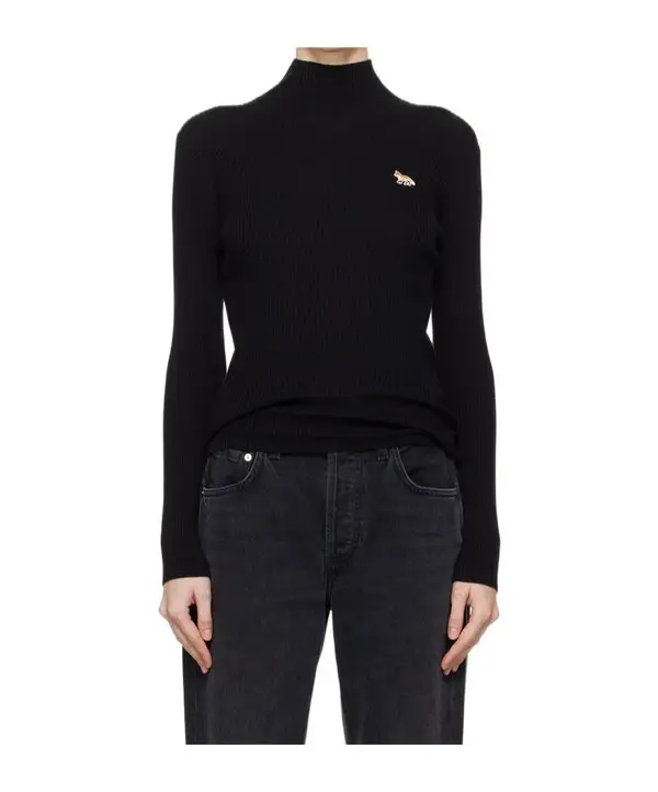 Maison Kitsuné Baby Fox Ribbed Turtleneck Sweater